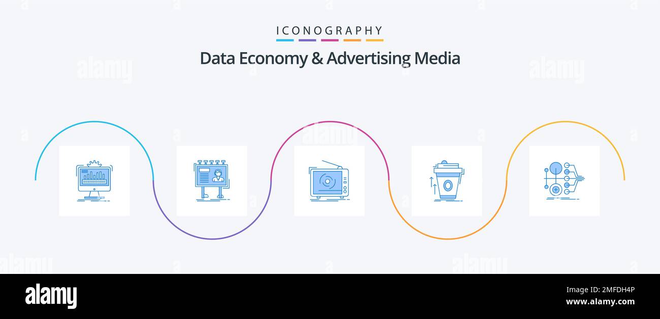Data Economy And Advertising Media Blue 5 Icon Pack Including coffee ...