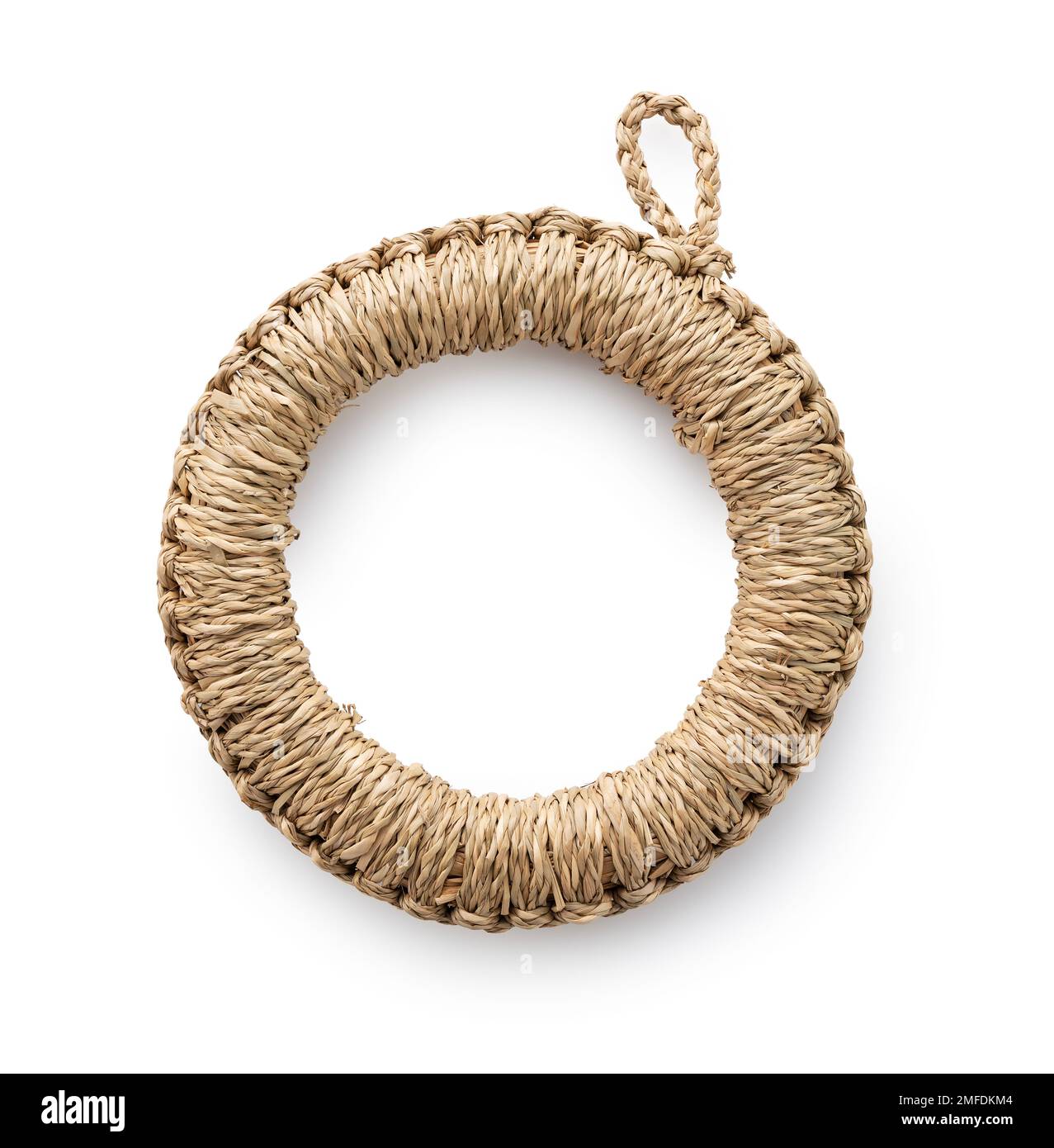 A potsherd made of straw on a white background. Craftwork. View from ...