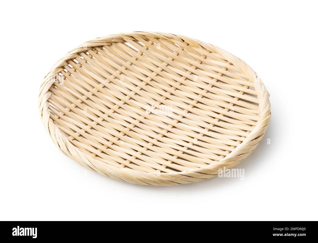 Bamboo colander placed on white background. Crafts Stock Photo - Alamy