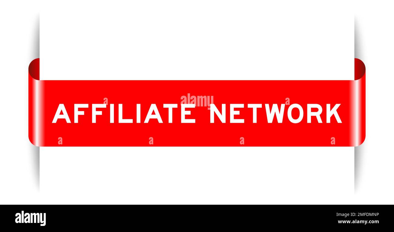 Red color inserted label banner with word affiliate network on white ...