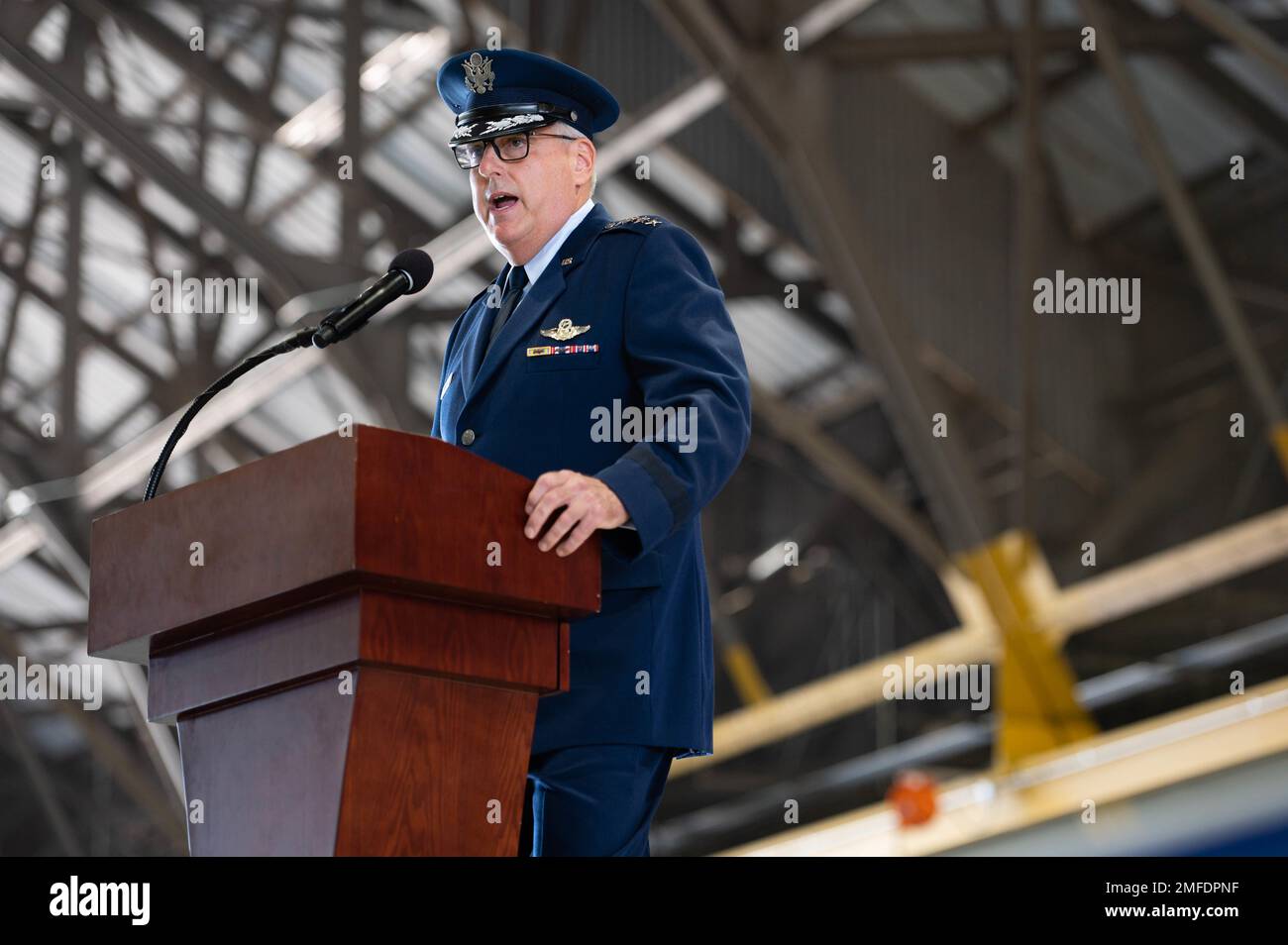 U.S. Air Force Gen. Mike Minihan, Air Mobility Command commander, gives ...