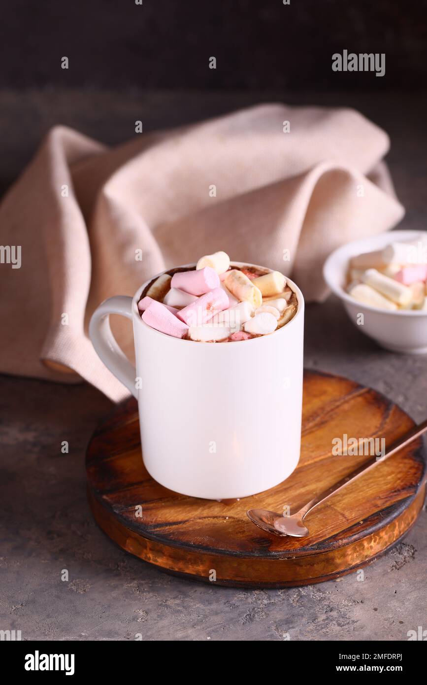 hot chocolate with marshmallows valentines day Stock Photo - Alamy