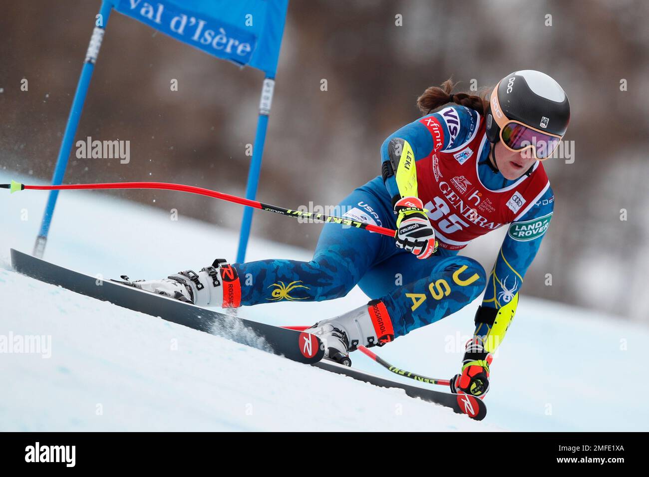 United States' Keely Cashman speeds down the course during an alpine ...