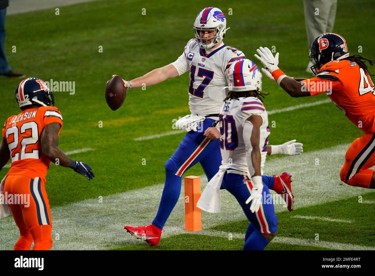 Buffalo Bills quarterback Josh Allen scores a touchdown during the ...
