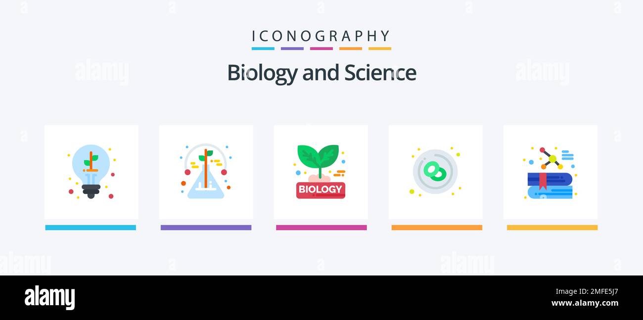 Biology Flat 5 Icon Pack Including red. cell. grow. cancer. plant ...