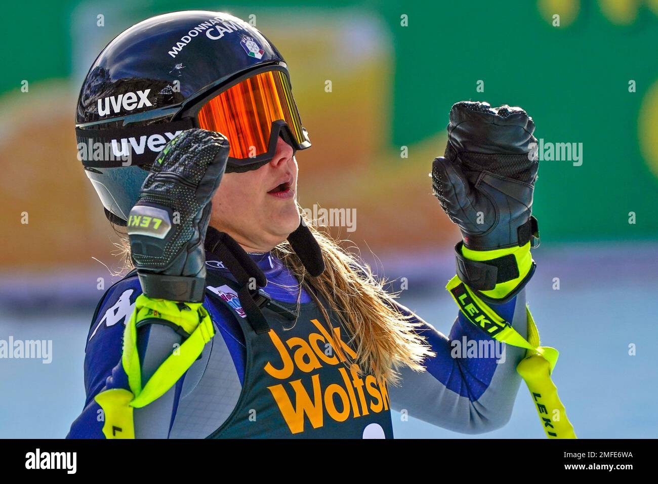 Italy's Laura Pirovano gets to the finish area after completing an ...