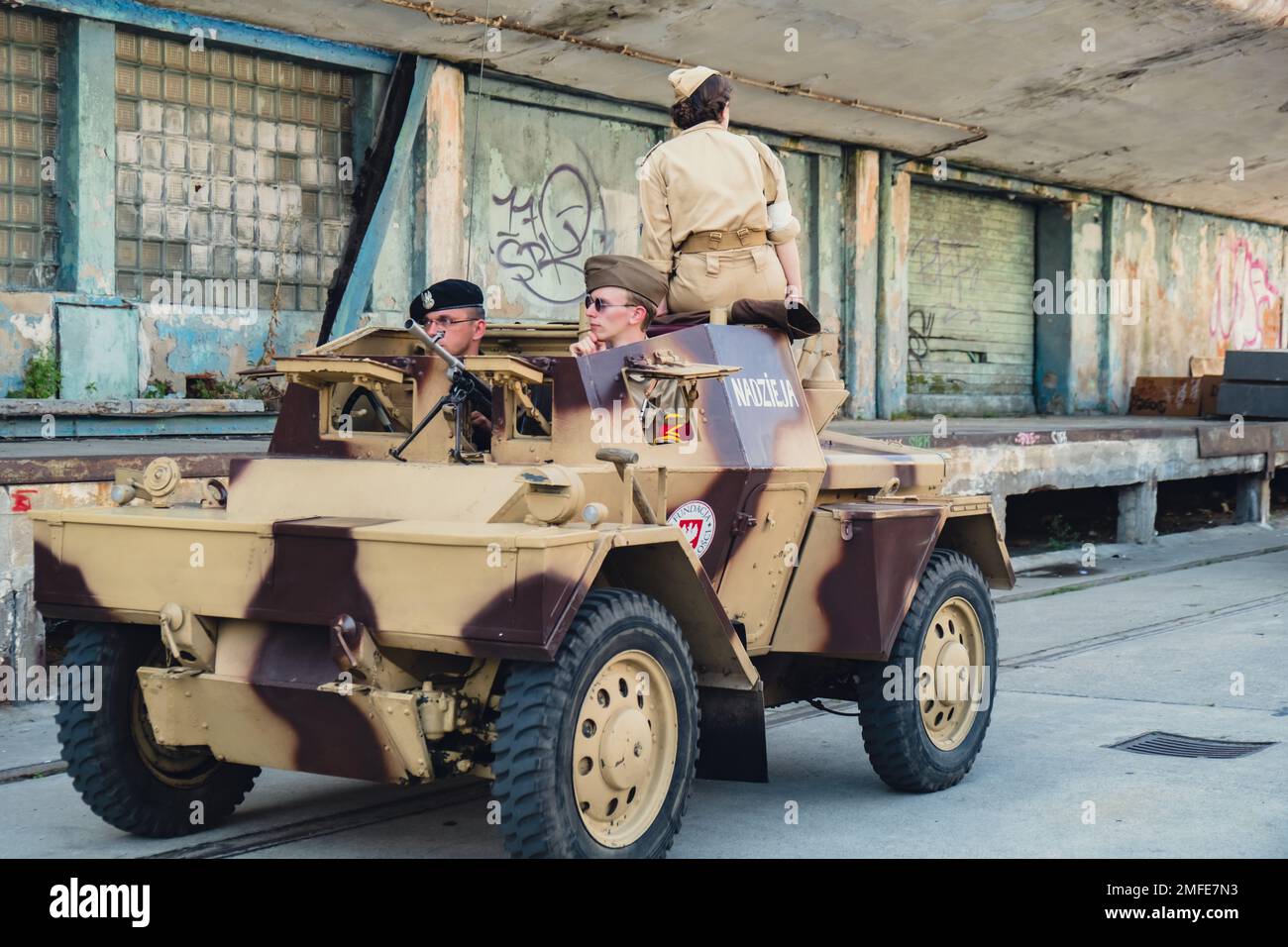 Hel, Poland - August 2022 Military troops marching during 3 May Polish ...
