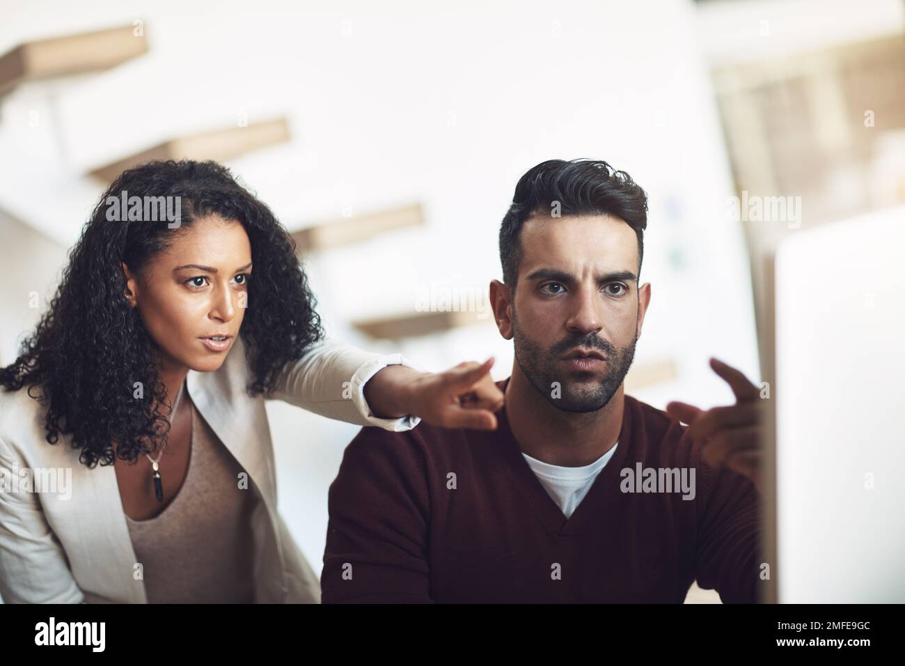 When things go wrong, find a solution. young businesspeople in the ...