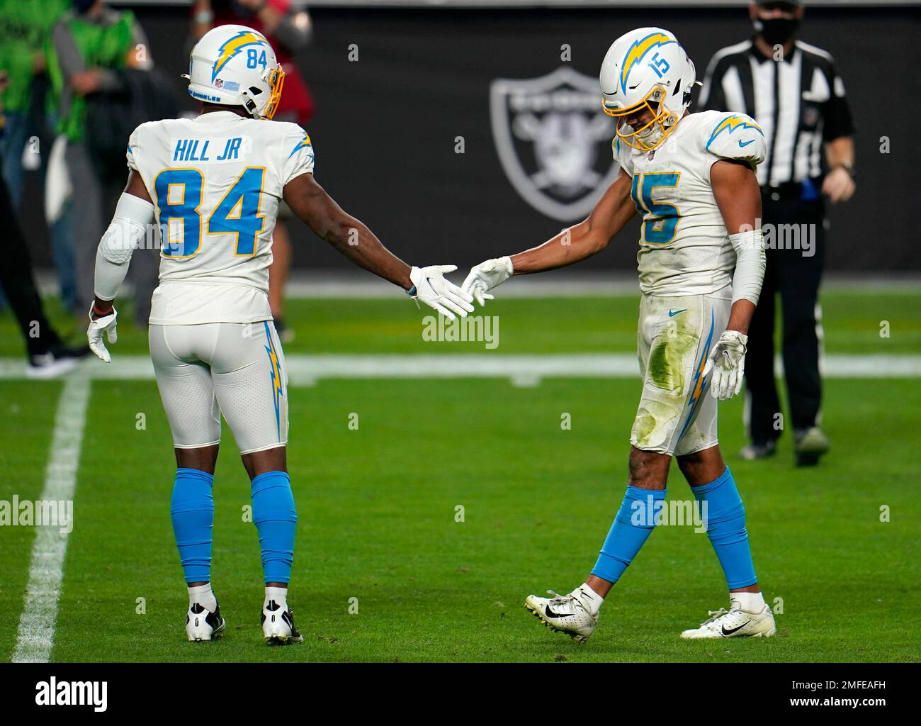 Los Angeles Chargers wide receiver Jalen Guyton #15 celebrates after ...