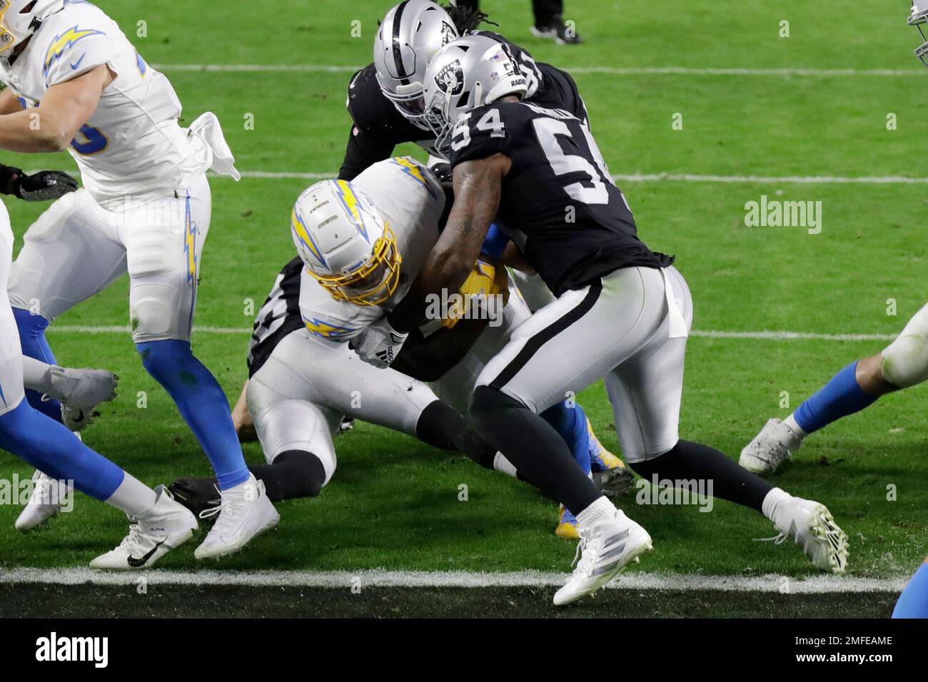 Los Angeles Chargers running back Kalen Ballage (31) scores a touchdown ...