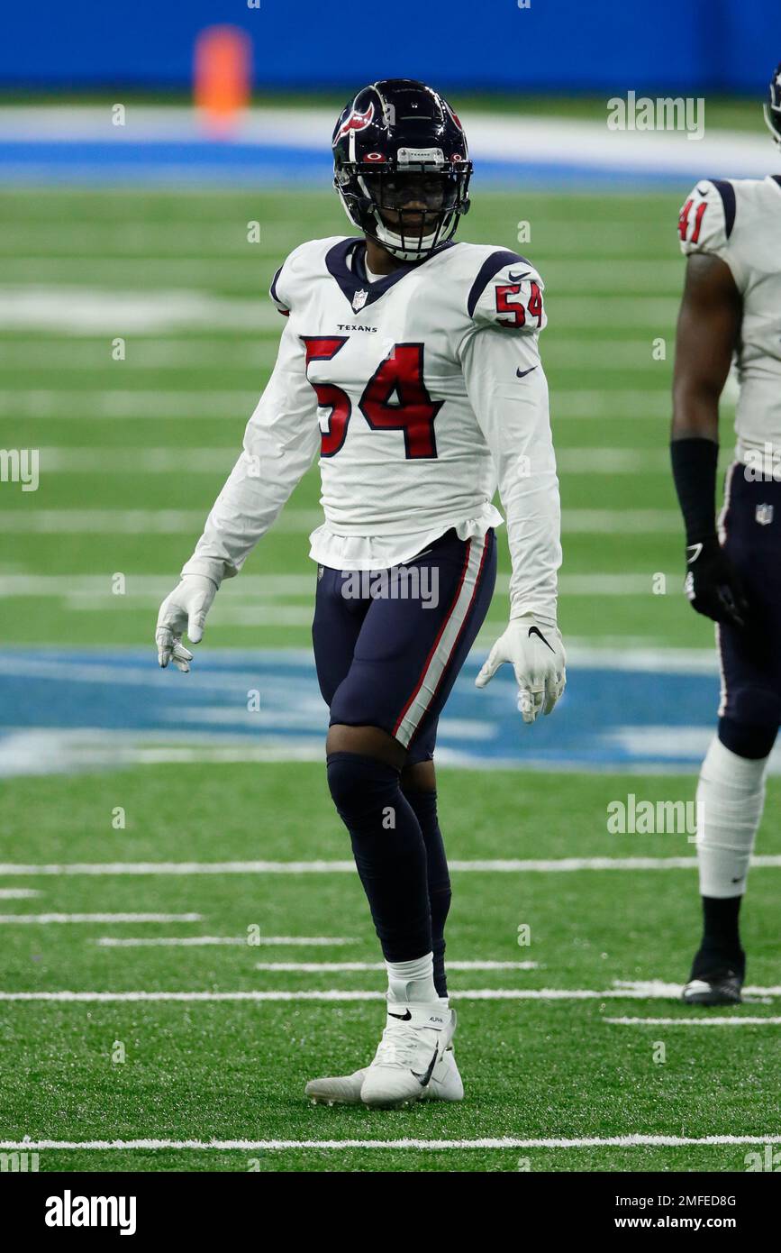 Houston Texans linebacker Jake Martin (54) lines up against the Detroit ...