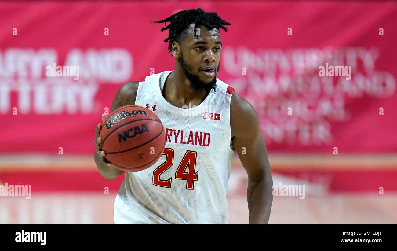 Maryland forward Donta Scott drives against Rutgers during the first ...