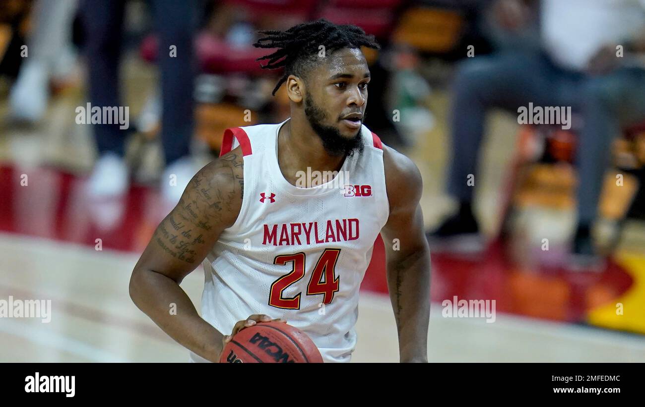 Maryland forward Donta Scott drives against Rutgers during the first ...