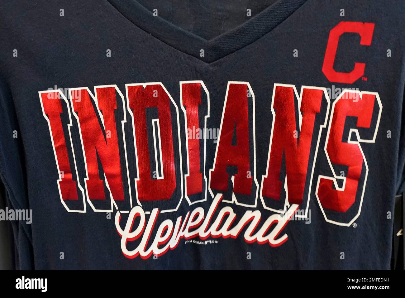 Cleveland Indians apparel hangs at the Cleveland Indians team shop ...