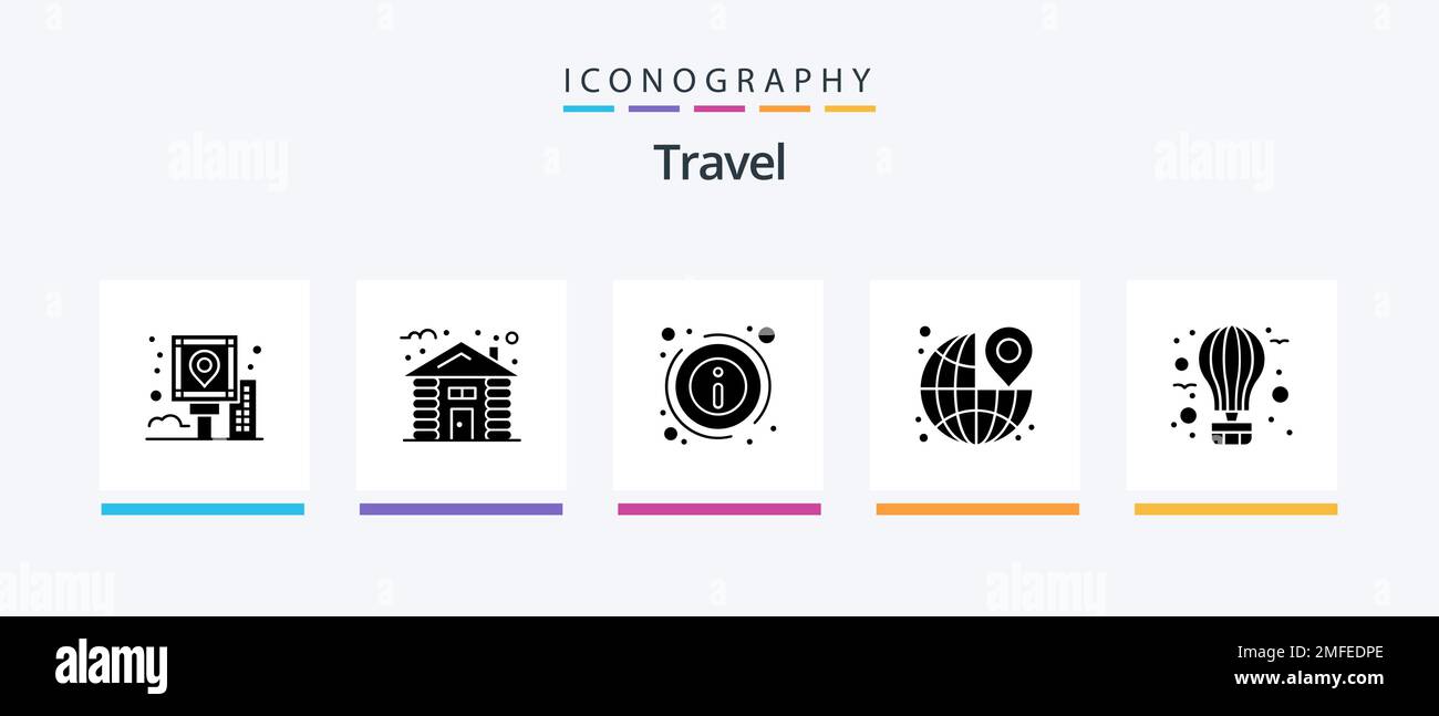 Travel Glyph 5 Icon Pack Including travel. pin. tree. destination ...