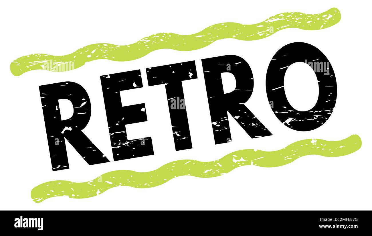 RETRO text written on green-black lines stamp sign Stock Photo - Alamy