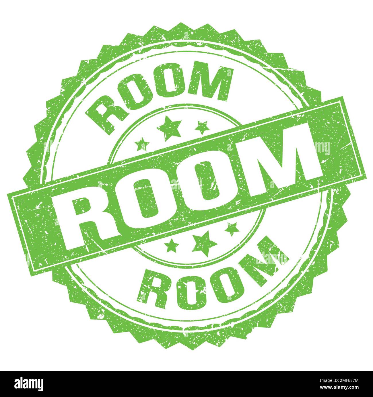 ROOM text written on green round stamp sign Stock Photo - Alamy