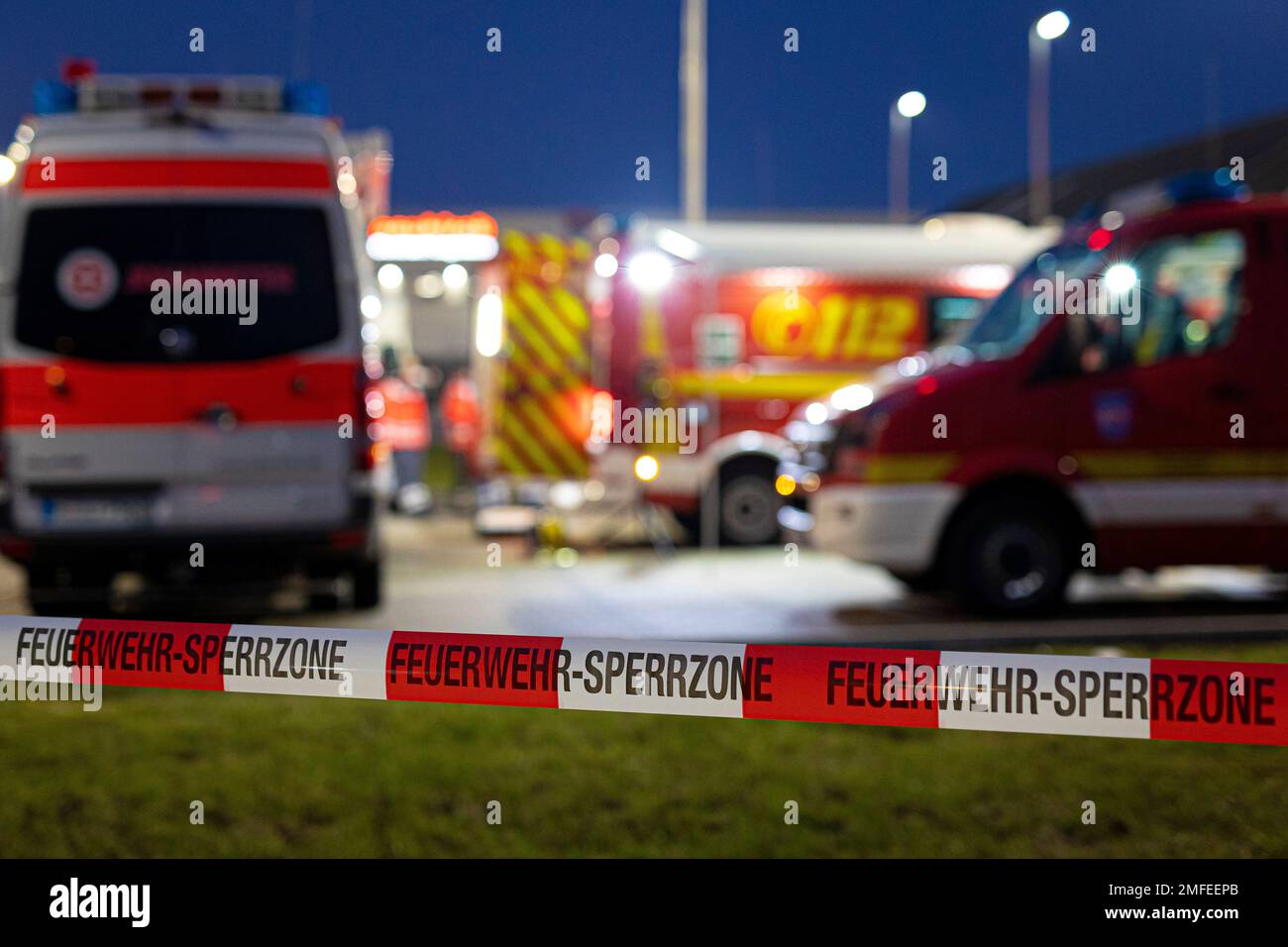 Wunstorf, Germany. 25th Jan, 2023. Emergency vehicles of the rescue ...