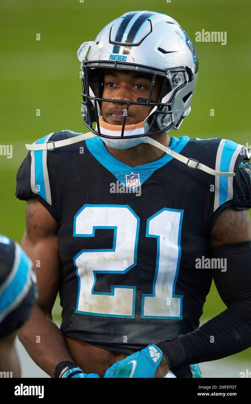 Carolina Panthers linebacker Jeremy Chinn (21) walks off the field ...