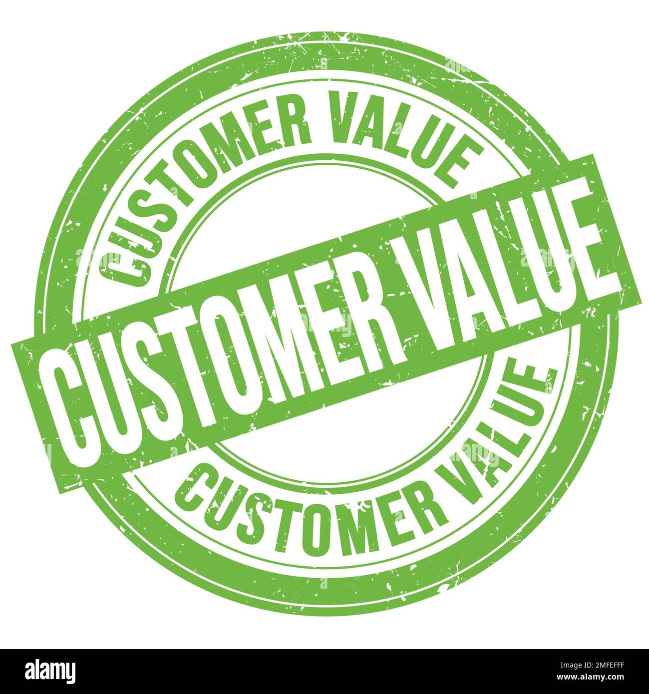 CUSTOMER VALUE text written on green round grungy stamp sign Stock ...