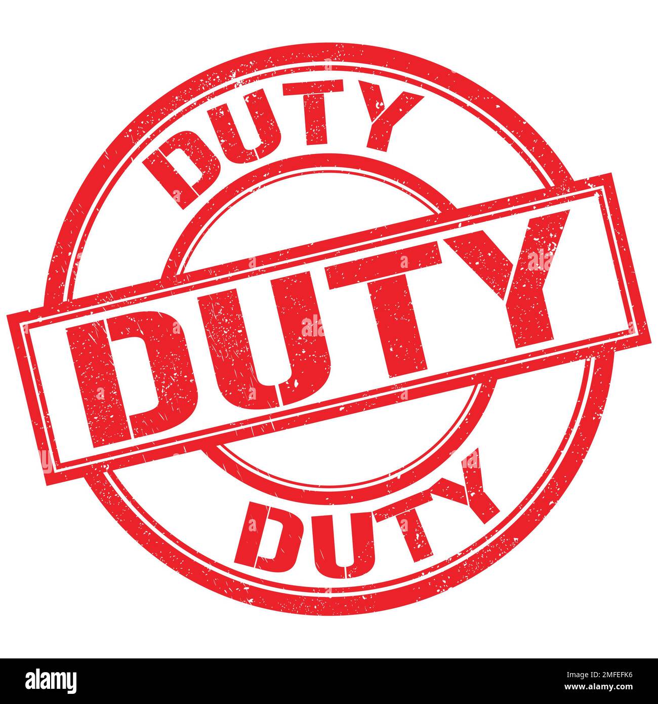 DUTY text written on red round stamp sign Stock Photo - Alamy