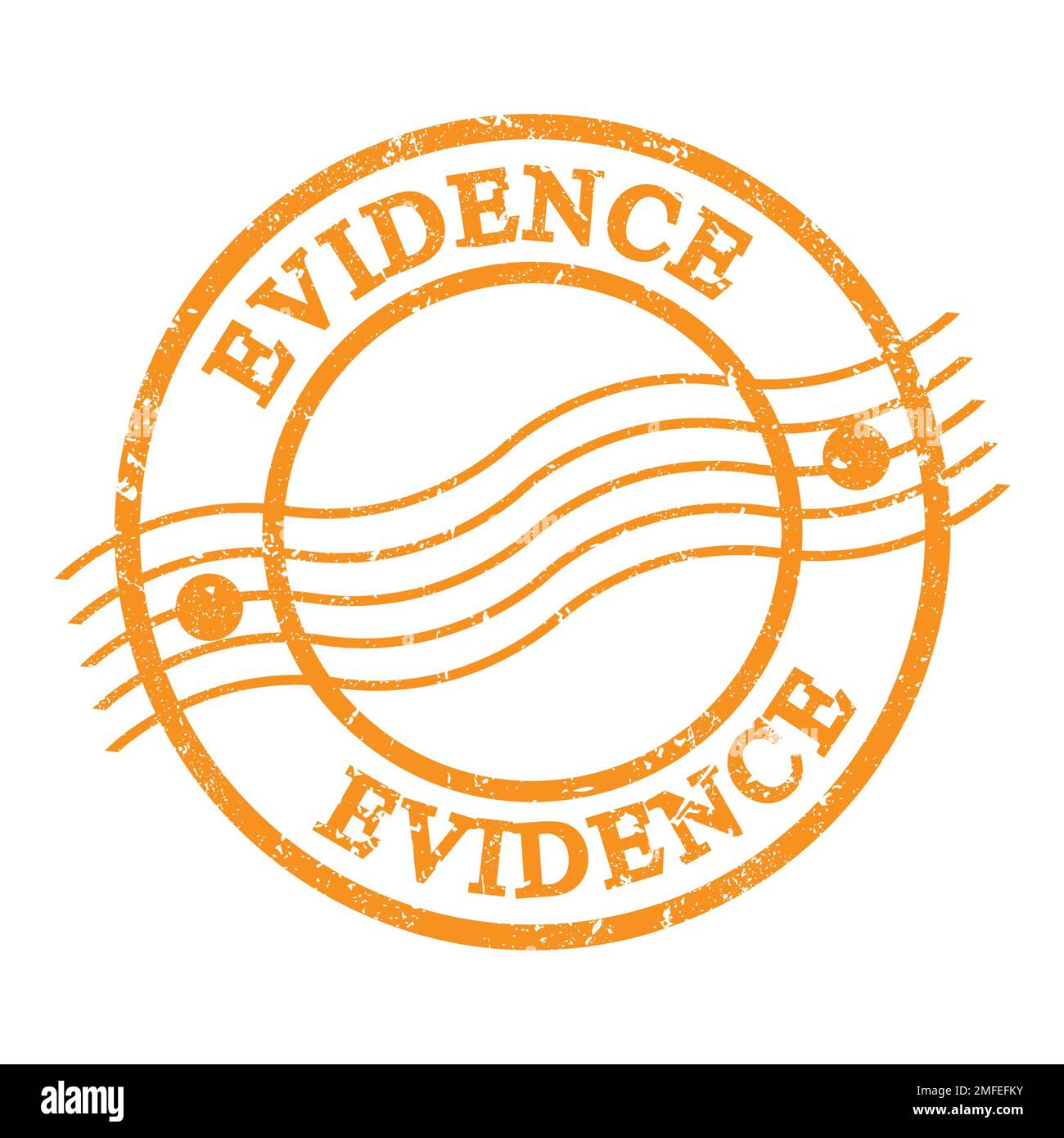 EVIDENCE, text written on orange grungy postal stamp Stock Photo - Alamy