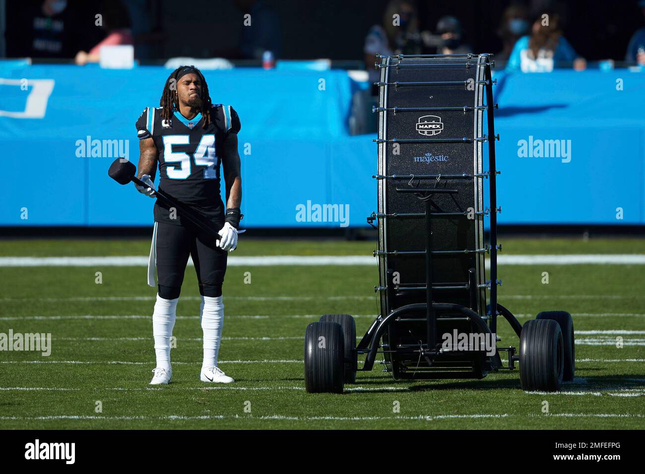 Carolina Panthers linebacker Shaq Thompson (54) hots the "Keep Pounding ...
