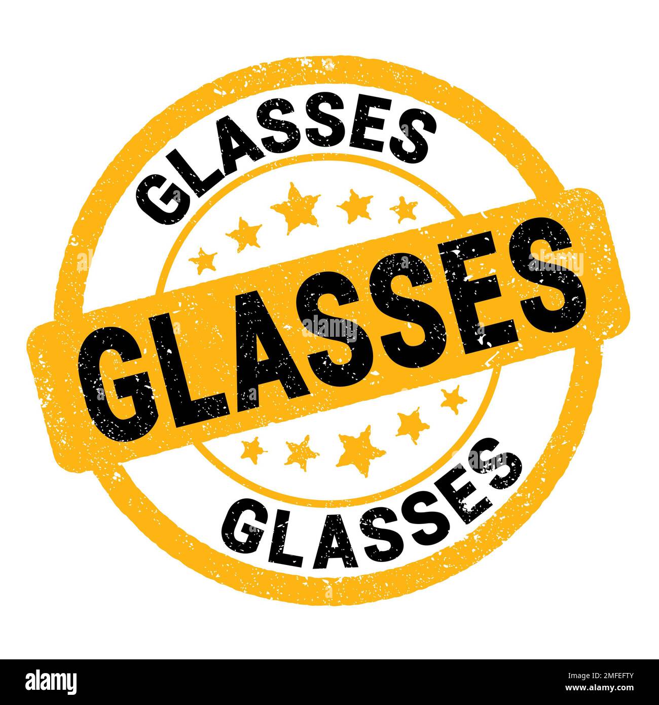 GLASSES text written on yellow-black grungy stamp sign Stock Photo - Alamy