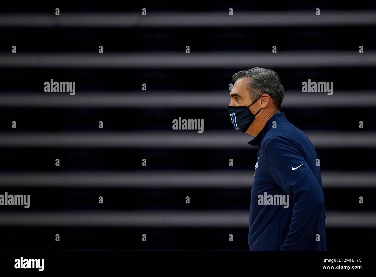 Villanova's Jay Wright coaches during an NCAA college basketball game ...