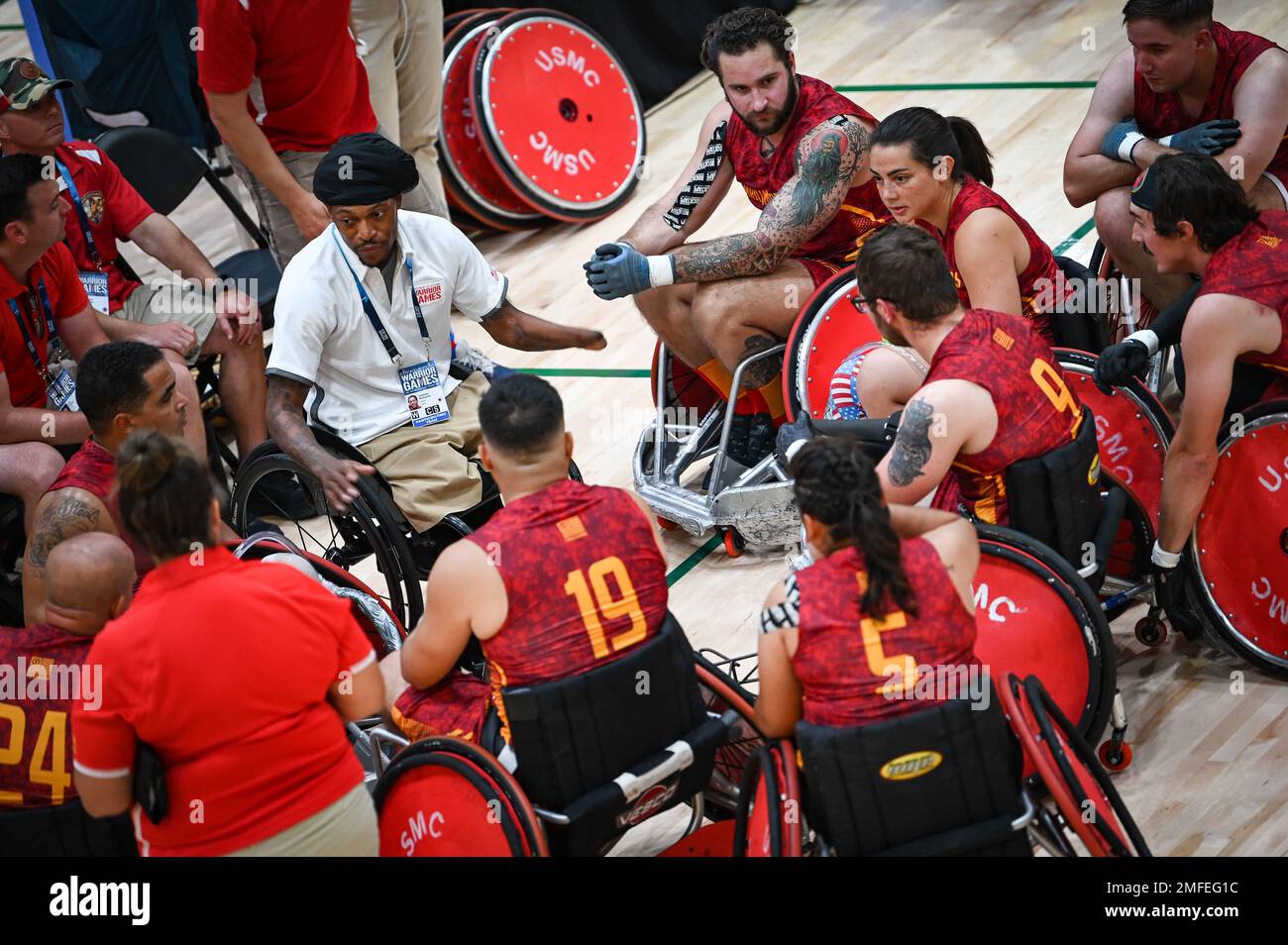 Team Marine Corps athletes, take part in the wheelchair rugby prelims ...
