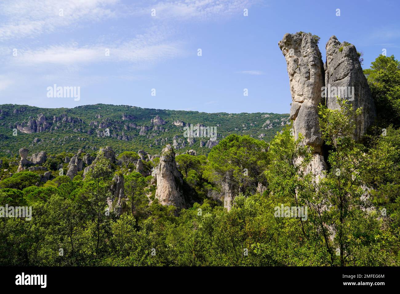 Rocks of french stone Cirque de Moureze in Occitanie south France Stock ...