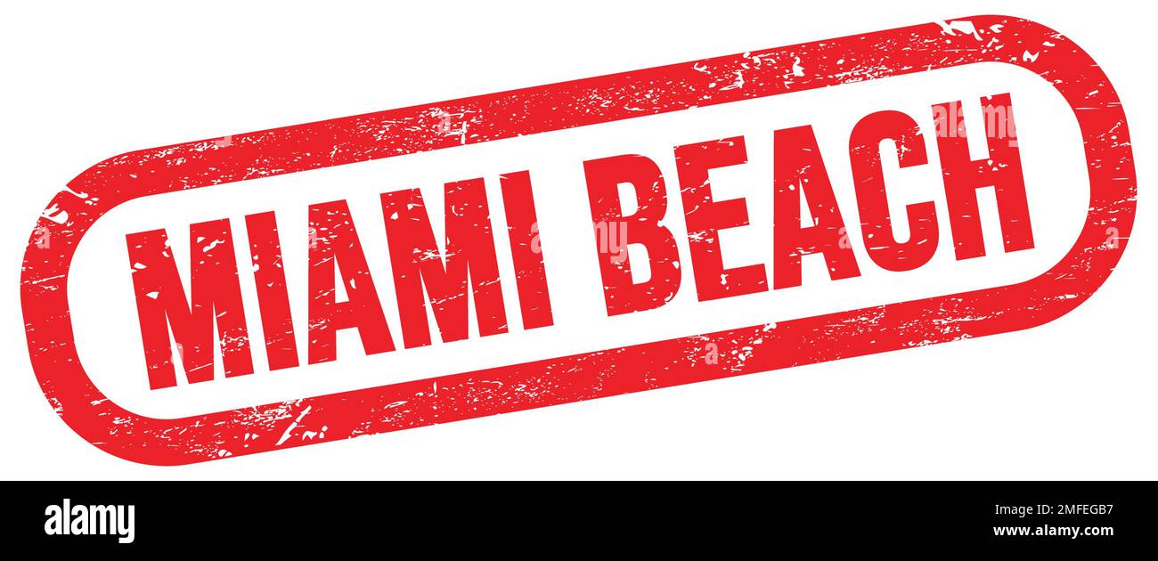 MIAMI BEACH, text on red rectangle stamp sign Stock Photo - Alamy