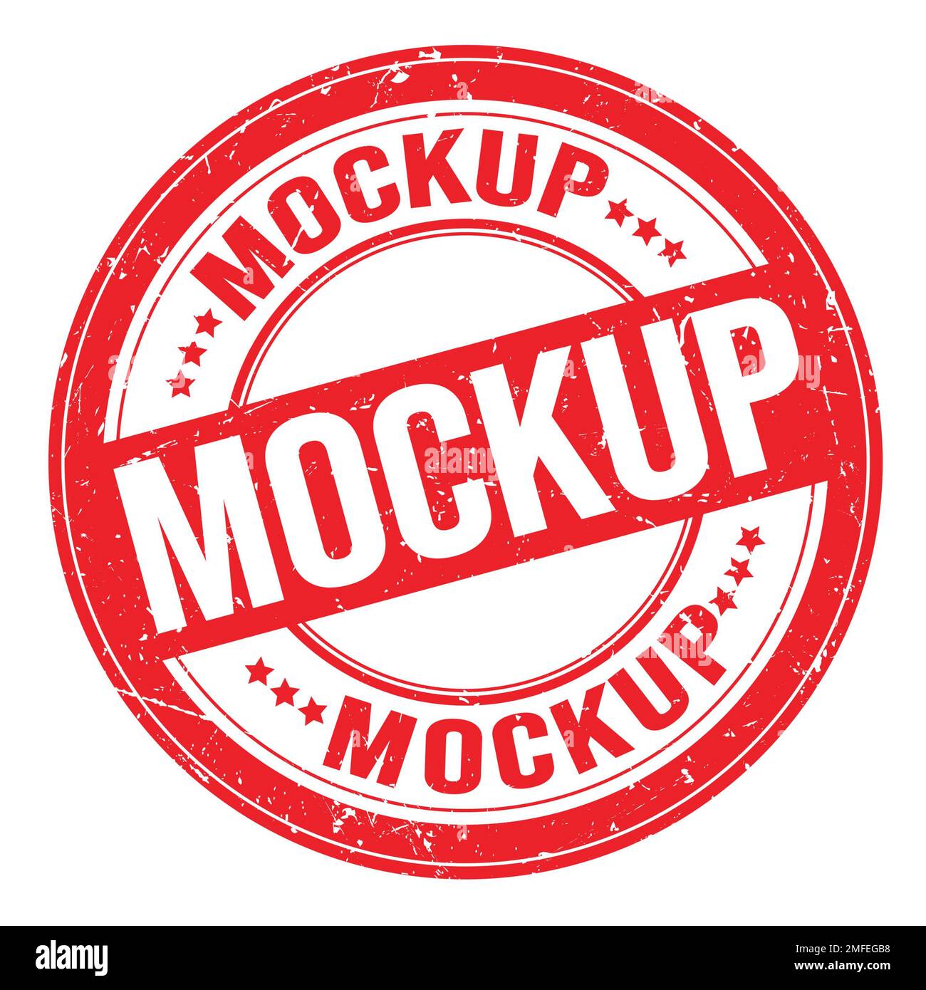 MOCKUP text written on red round grungy stamp sign Stock Photo - Alamy