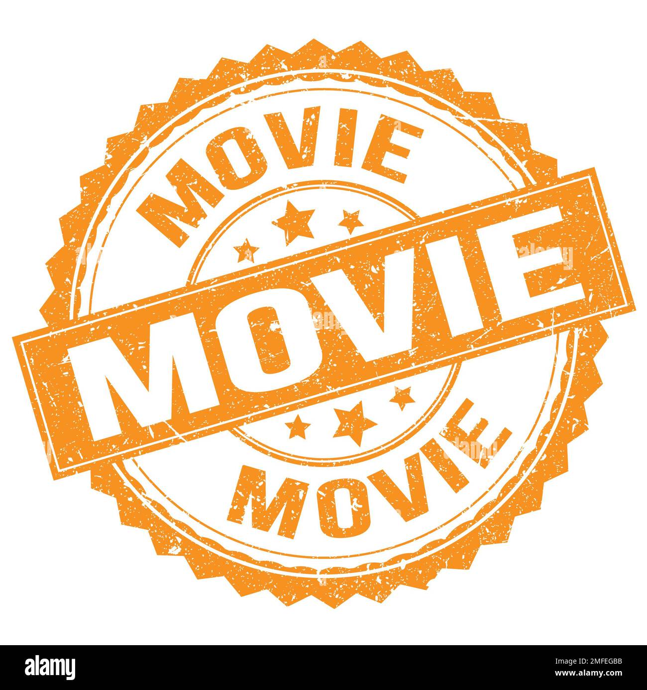 MOVIE text written on orange round stamp sign Stock Photo - Alamy