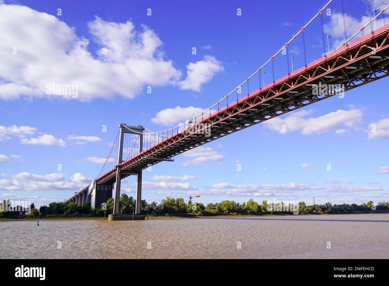 Pont d'Aquitaine bridge large suspension bridge over the Garonne in ...