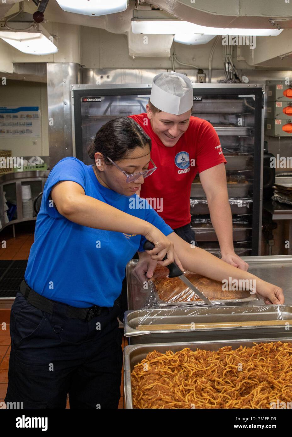 220820-N-ET093-1027 ATLANTIC OCEAN (Aug. 20, 2022) Yeoman Seaman Apprentice Lili Castro, front ...