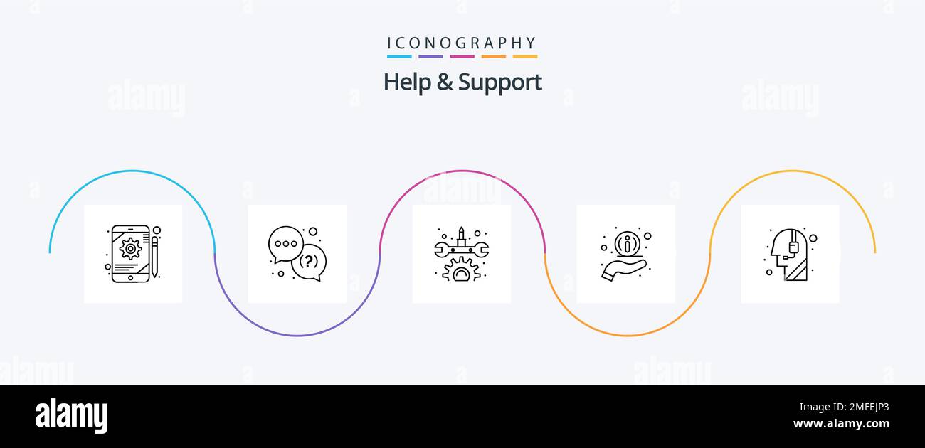 Help And Support Line 5 Icon Pack Including call centre. call. gear ...