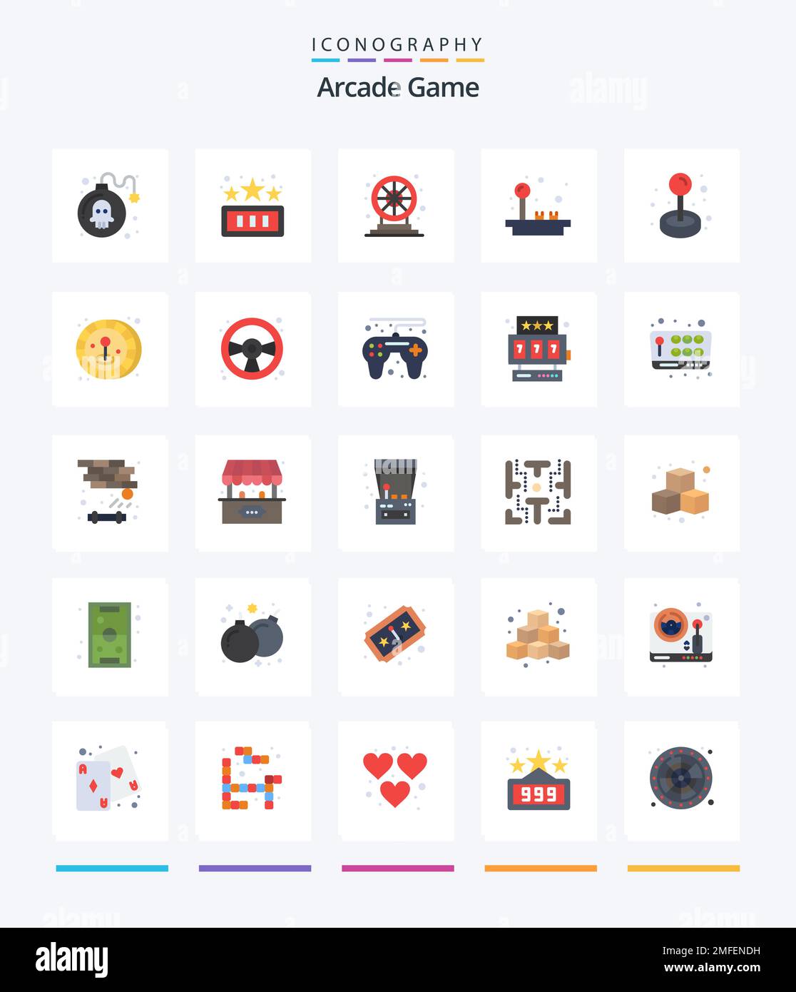 Creative Arcade 25 Flat icon pack Such As joystick. play. wheel. game ...