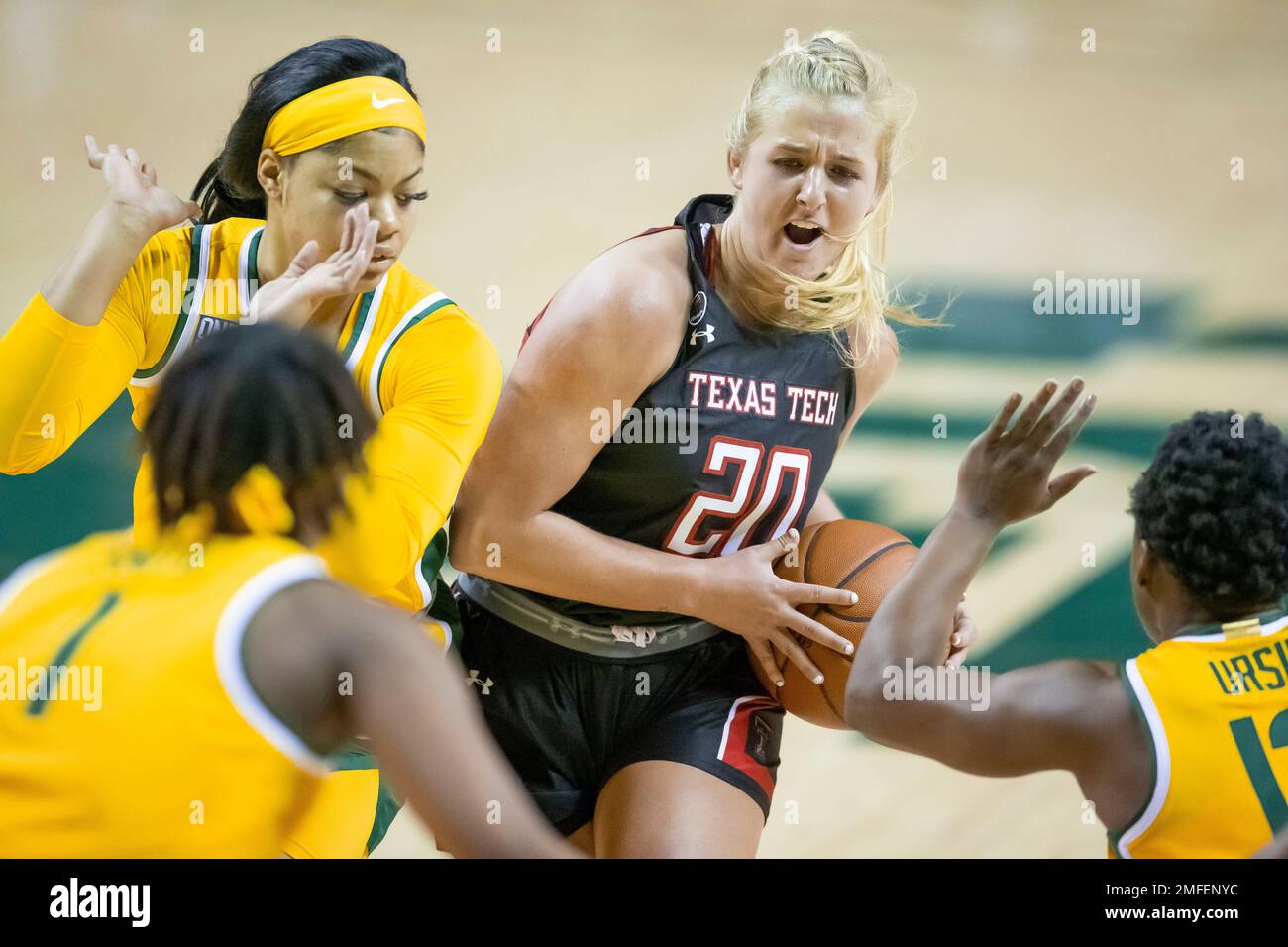 Texas Tech forward Bryn Gerlich (20) battles the Baylor defense for ...