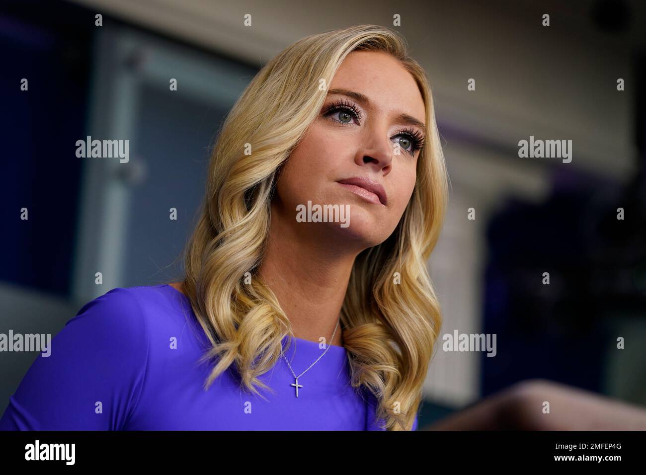 White House press secretary Kayleigh McEnany listens during a press ...