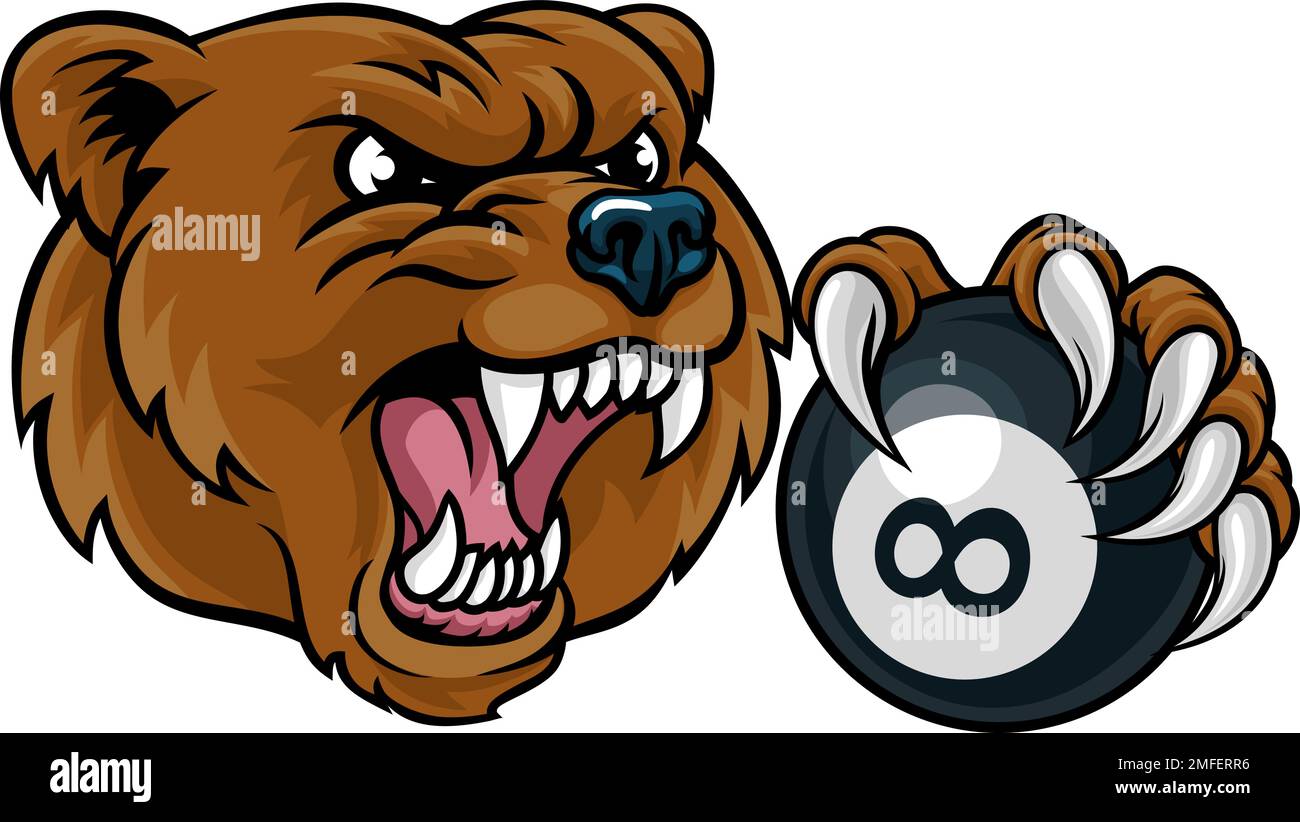 Bear Angry Pool 8 Ball Billiards Mascot Cartoon Stock Vector Image ...