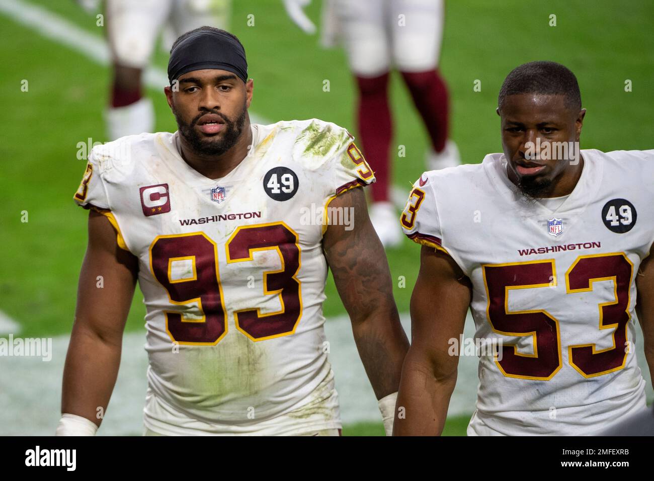Washington Football Team defensive tackle Jonathan Allen (93) walks ...