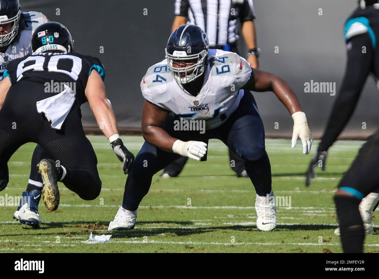 Tennessee Titans guard Nate Davis (64) during the first half of an NFL ...