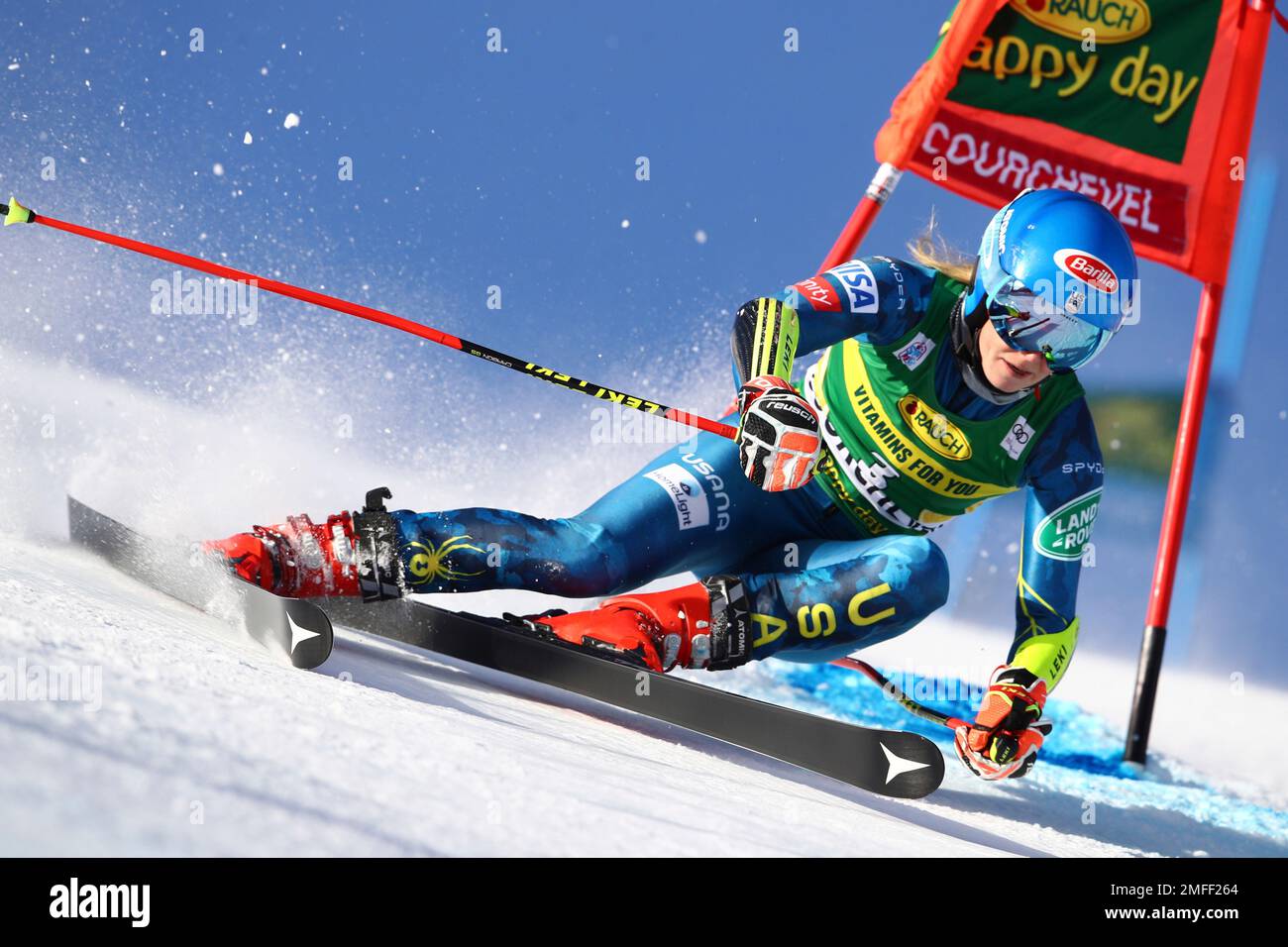 United States' Mikaela Shiffrin speeds down the course during an alpine ...