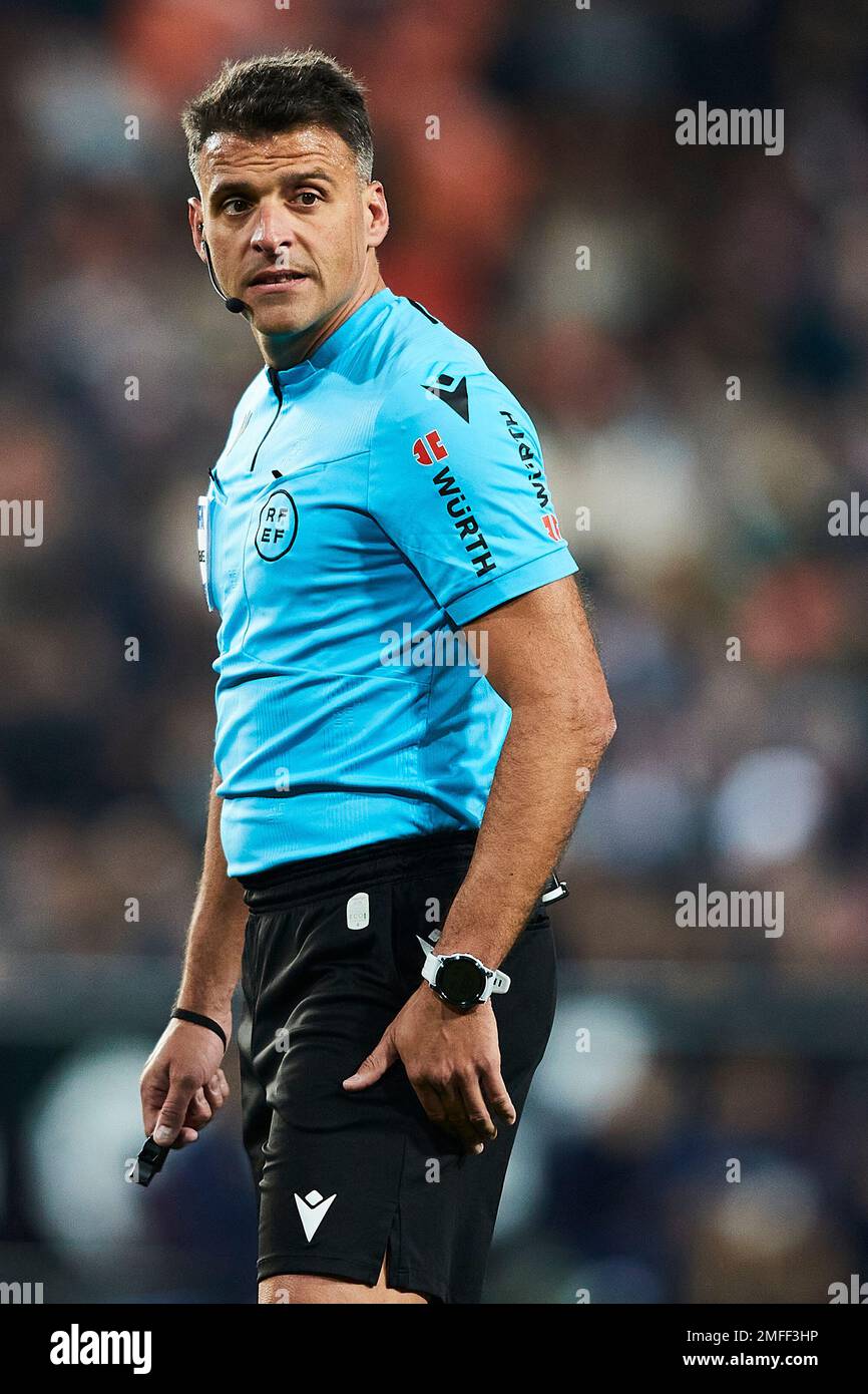 Referee Jesus Gil Manzano looks on during the LaLiga Santander match ...