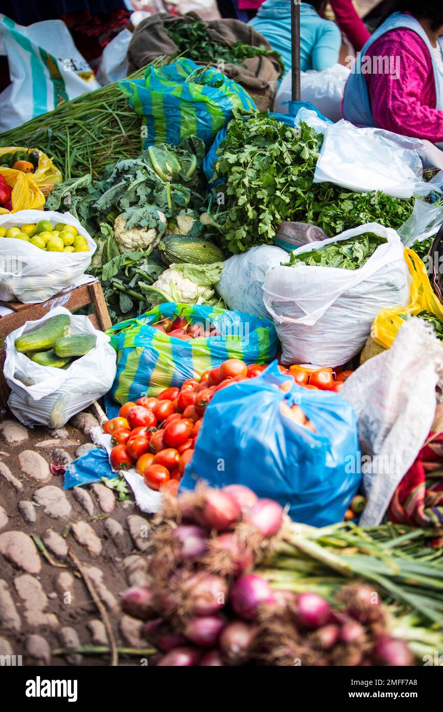 Farmed Mixed Vegetables and Fruit in Peruvian Market Stock Photo - Alamy