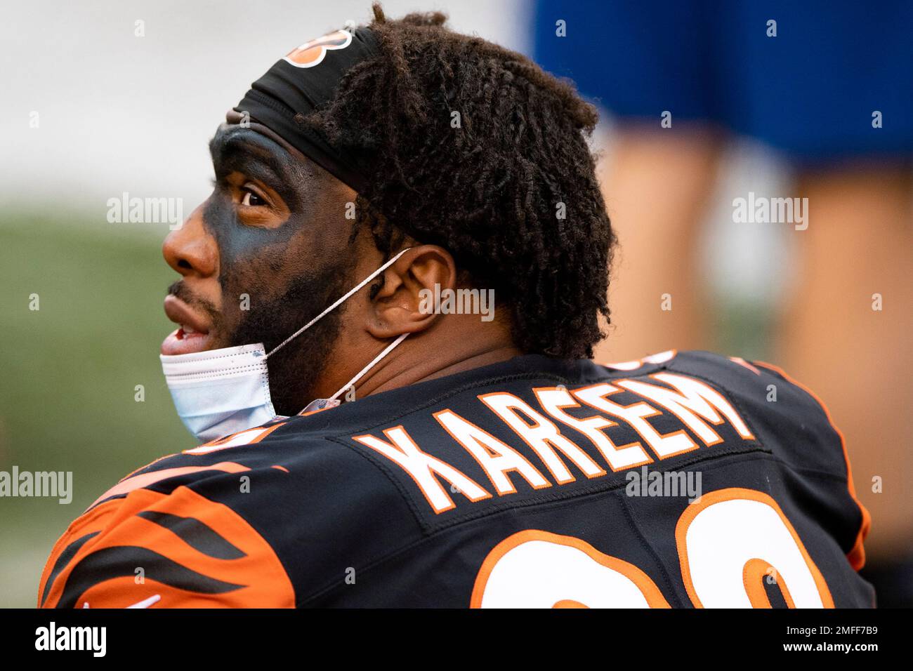 Cincinnati Bengals defensive end Khalid Kareem (90) looks on during an ...