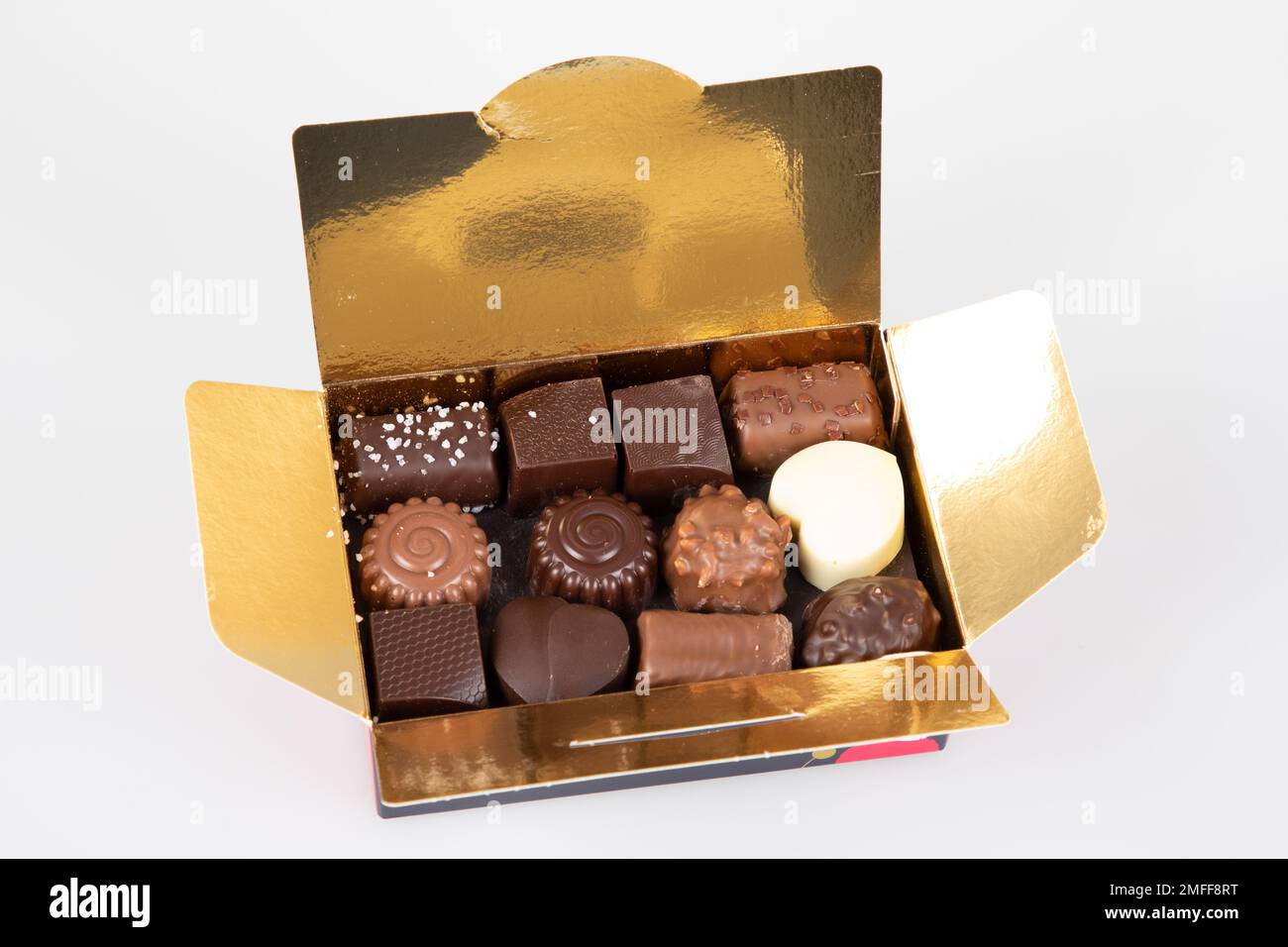 golden box fine variety dark milk chocolate pralines candies in little ...