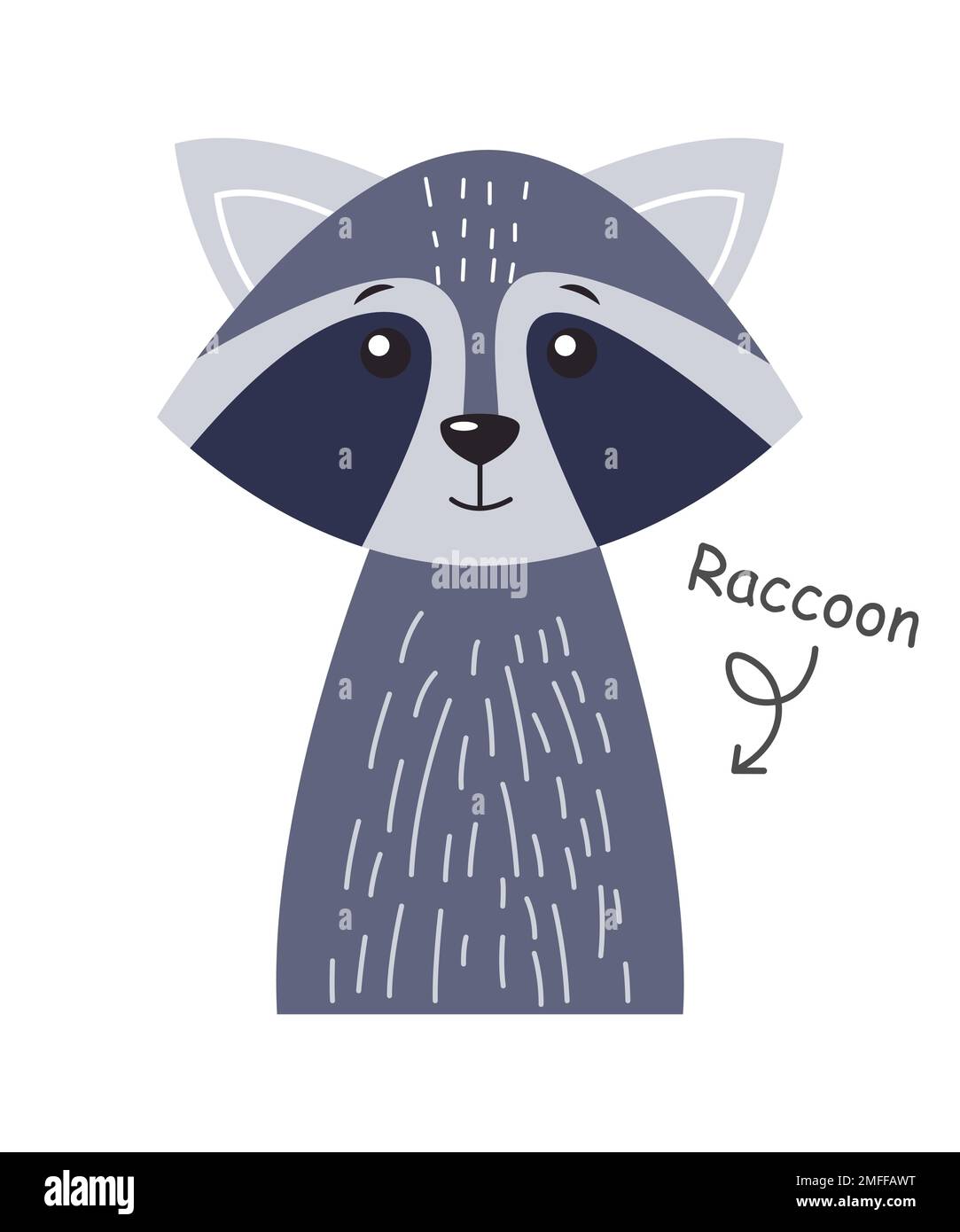 Simple Raccoon Face Cartoon