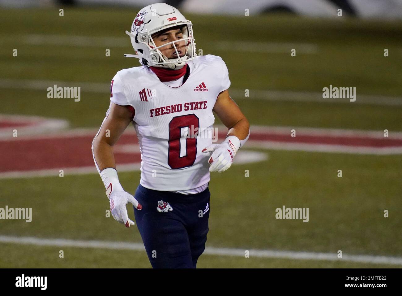 Fresno State wide receiver Mac Dalena (0) against New Mexico during an ...